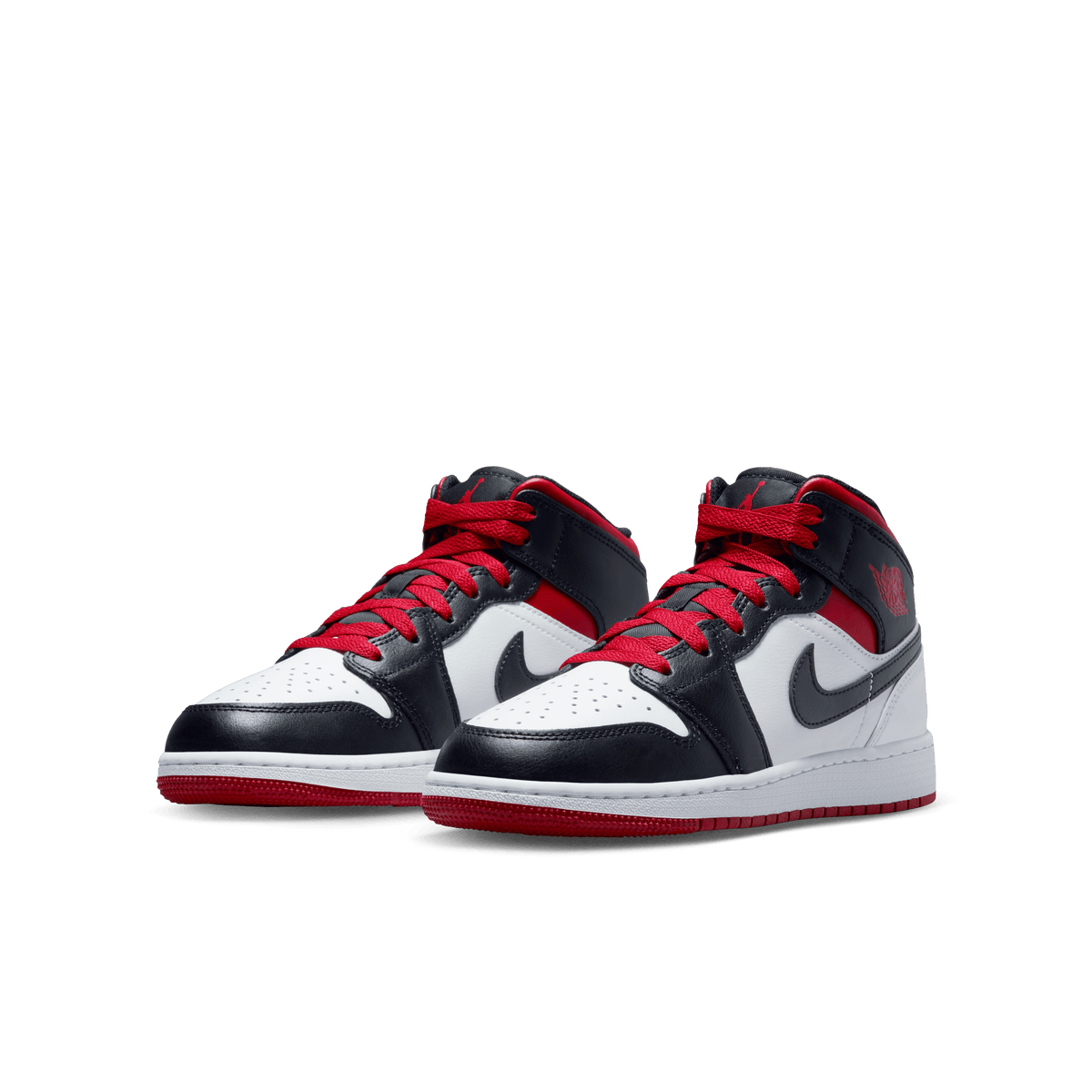 Jordan - Boy - GS Air Jordan 1 Mid - White/Gym Red/Black – Nohble