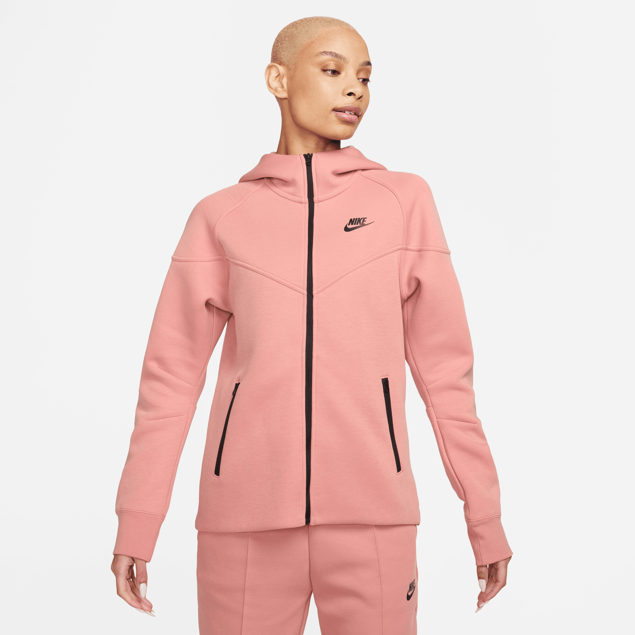 Nike - Women - Tech Fleece Full-Zip Hoodie - Red Stardust/Black – Nohble